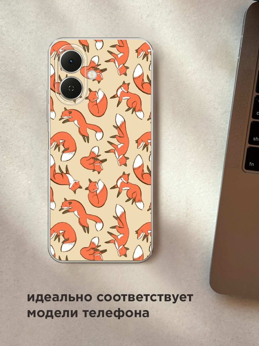 Чехол на Tecno Spark Go 2 / Текно Спарк Го 2 с принтом "Лисички фон" — фото 1