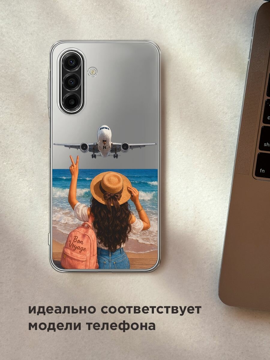 Чехол на Samsung Galaxy A17 / Самсунг А17 с принтом "Bon Voyage", прозрачный — фото 1