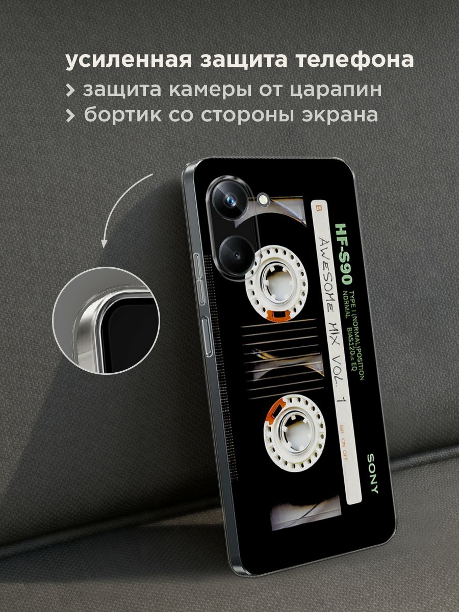 Чехол на Realme 10 Pro / Реалми 10 Про с принтом "Кассета лак" — фото 1