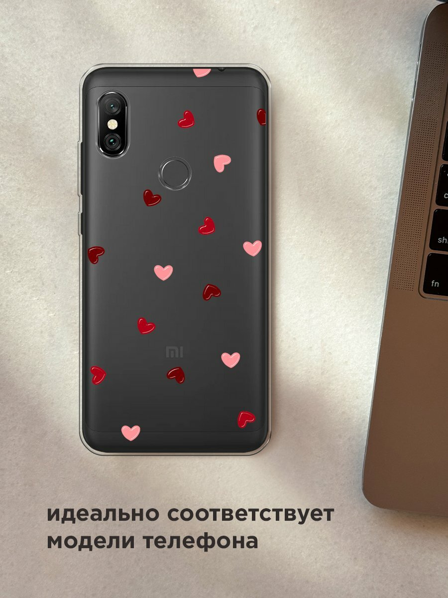 Чехол на Xiaomi Redmi Note 6 Pro / Сяоми Редми Нот 6 Про с принтом "Бордовые сердечки 2" — фото 1