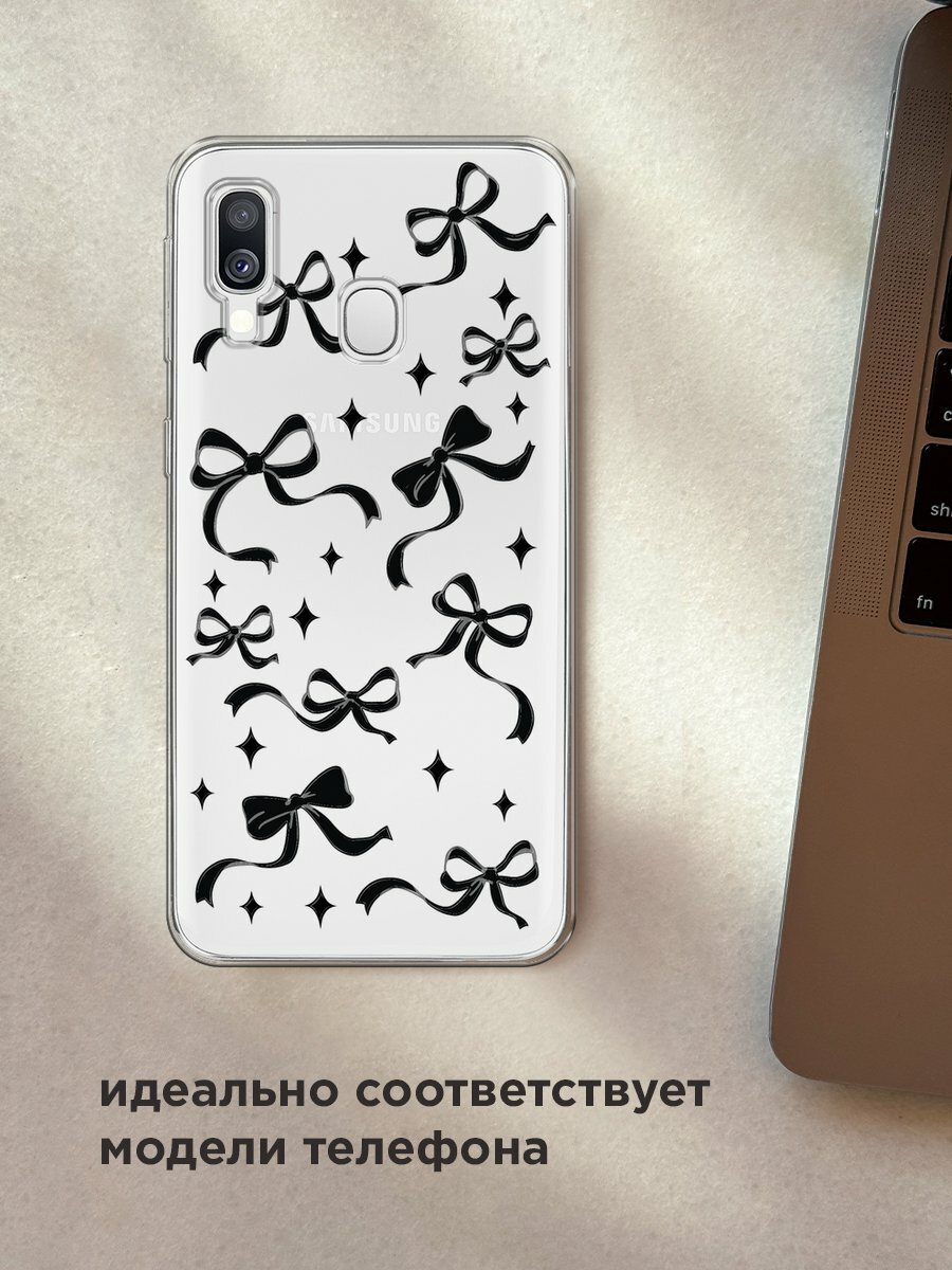 Чехол на Samsung Galaxy A40 / Самсунг Галакси А40 с принтом "Милые чёрные бантики 4" — фото 1