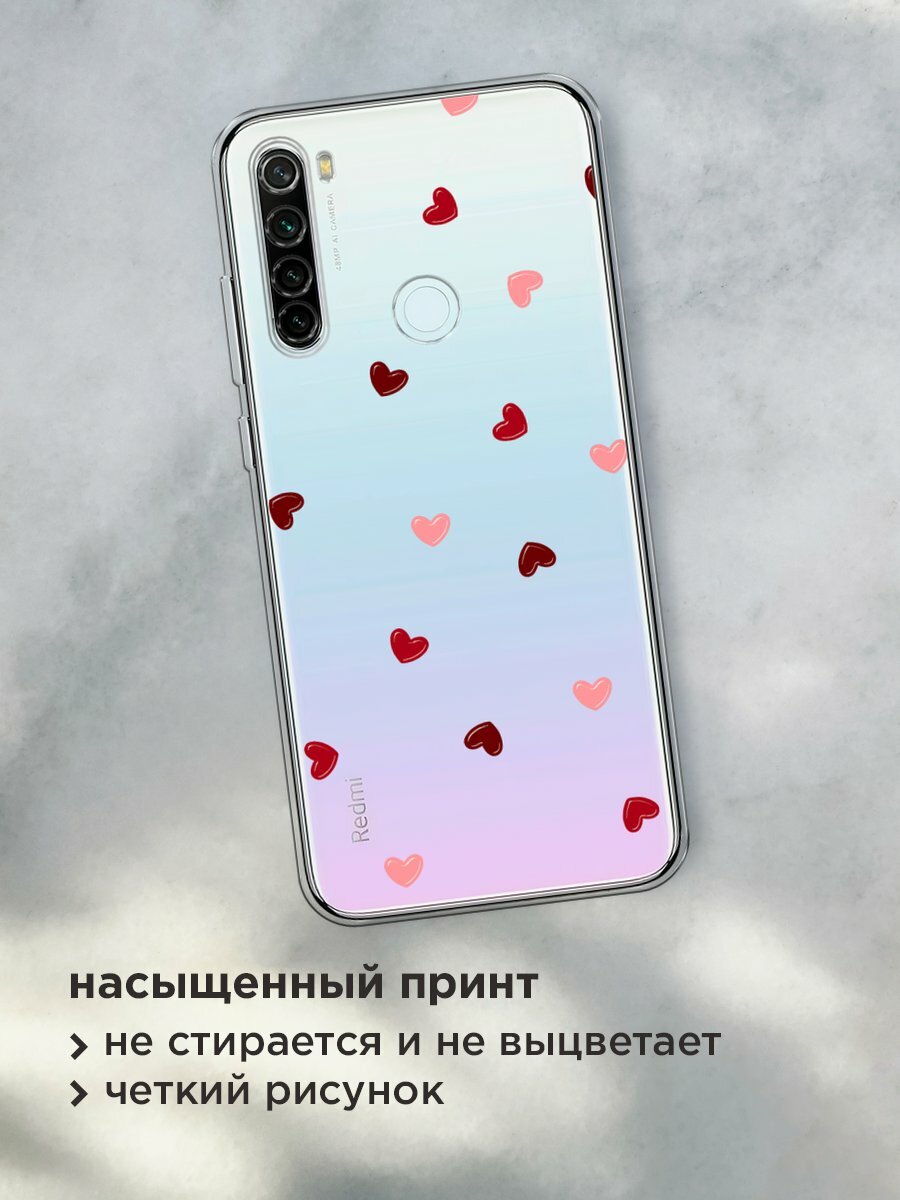 Чехол на Xiaomi Redmi Note 8T / Сяоми Редми Нот 8Т с принтом "Бордовые сердечки 2" — фото 1