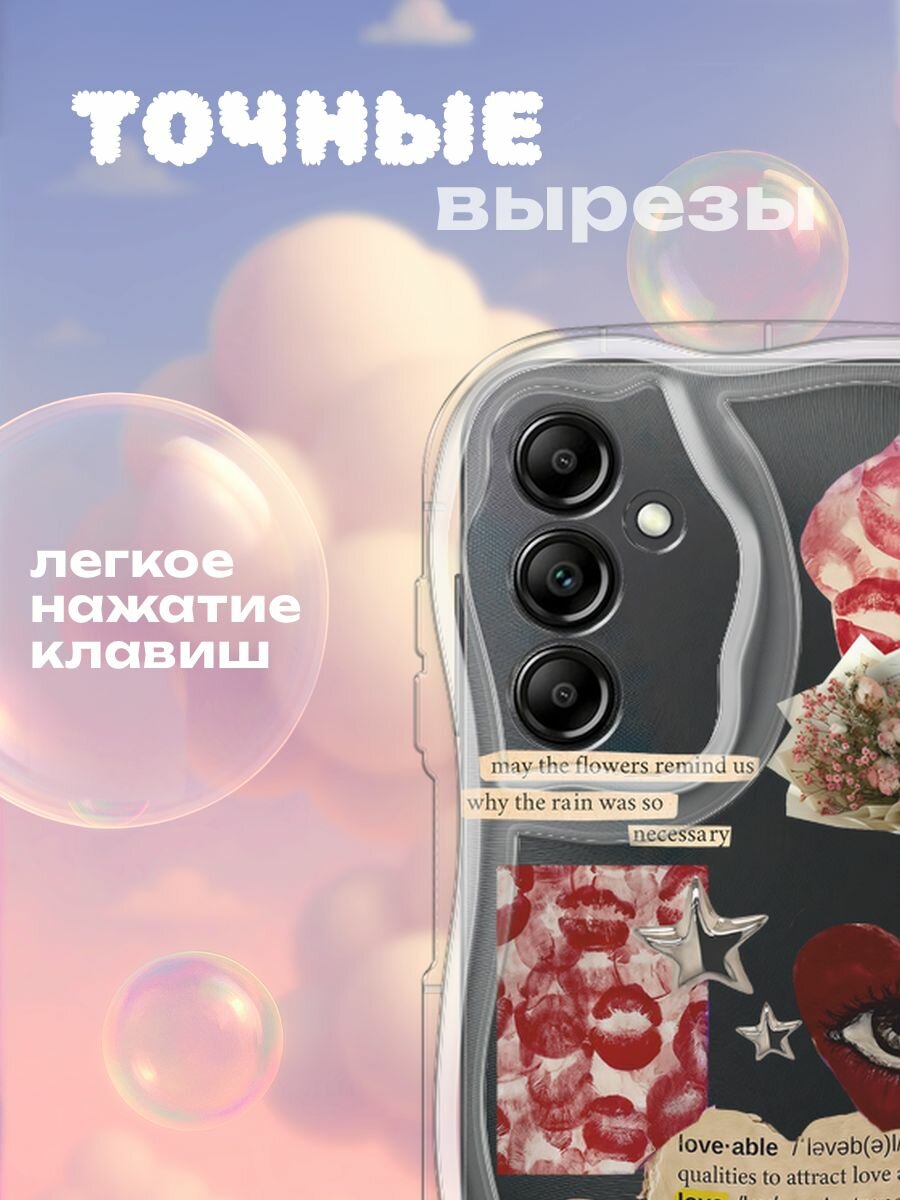 Чехол на Samsung Galaxy A15 / Самсунг А15 с принтом "Поцелуи и сердца" — фото 1