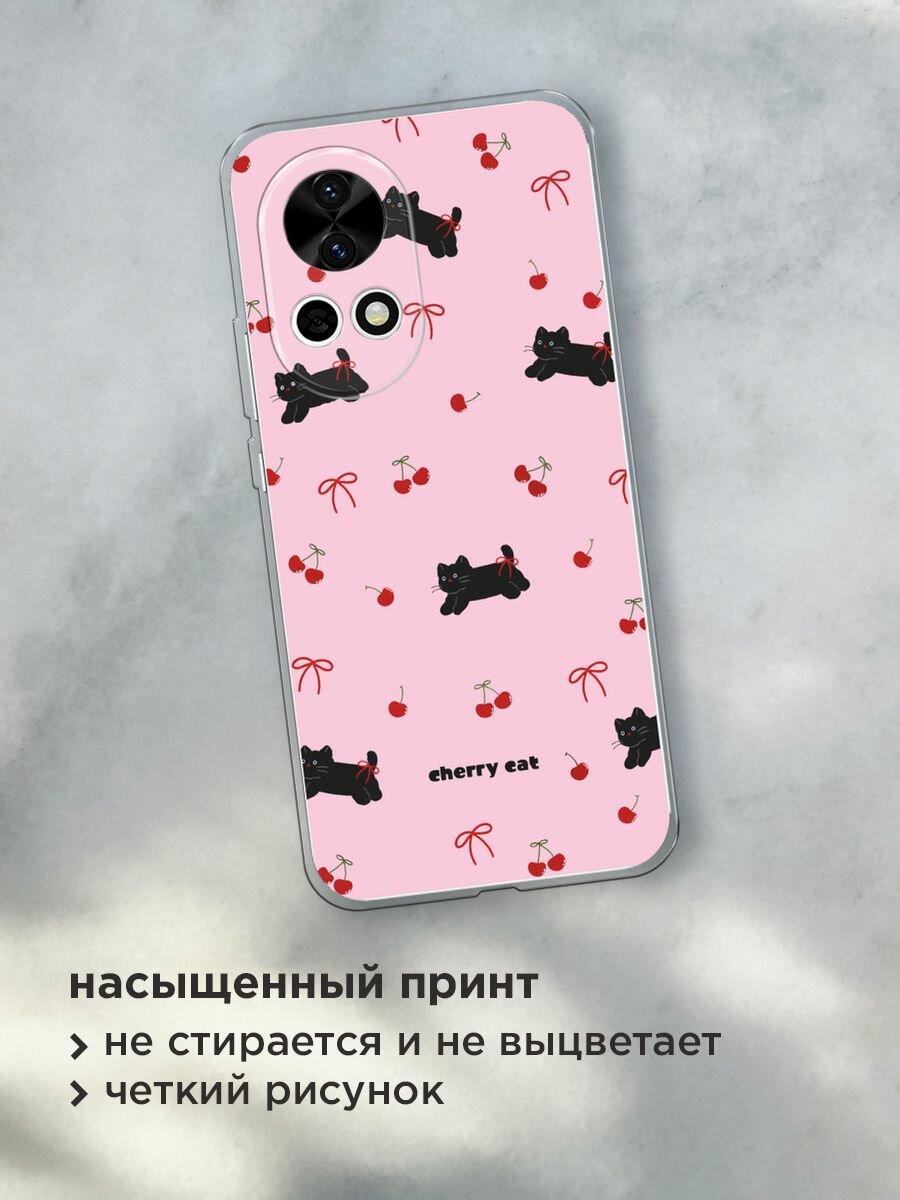 Чехол на Huawei Nova 12/Nova13 / Хуавей Нова 12/Нова 13 с принтом "Cherry cat" — фото 1