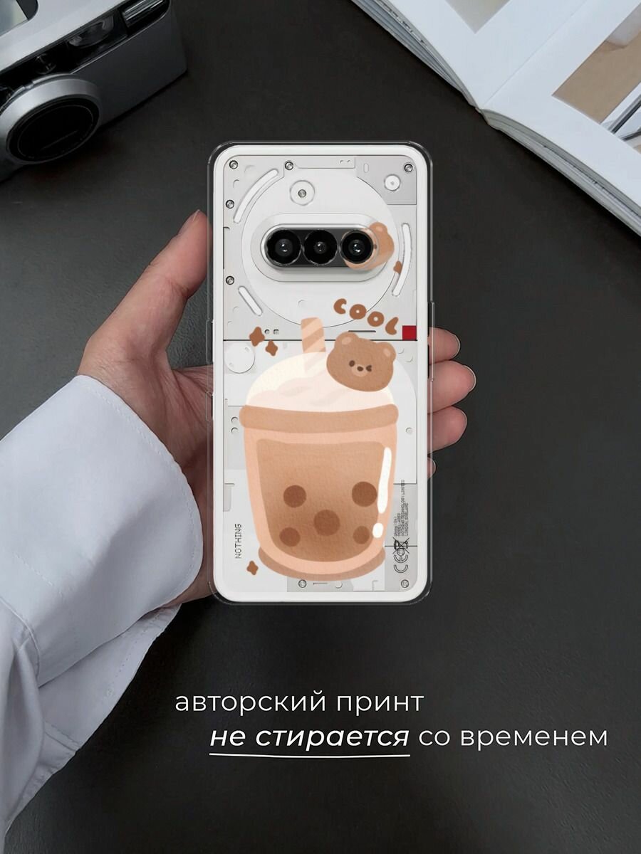 Чехол на Nothing Phone 3a / Нотинг Фон 3а с принтом "Кофе 2", прозрачный — фото 1