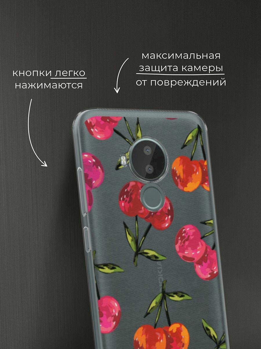 Чехол на Nokia C30 / Нокия C30 с принтом "Яркие вишни" — фото 1