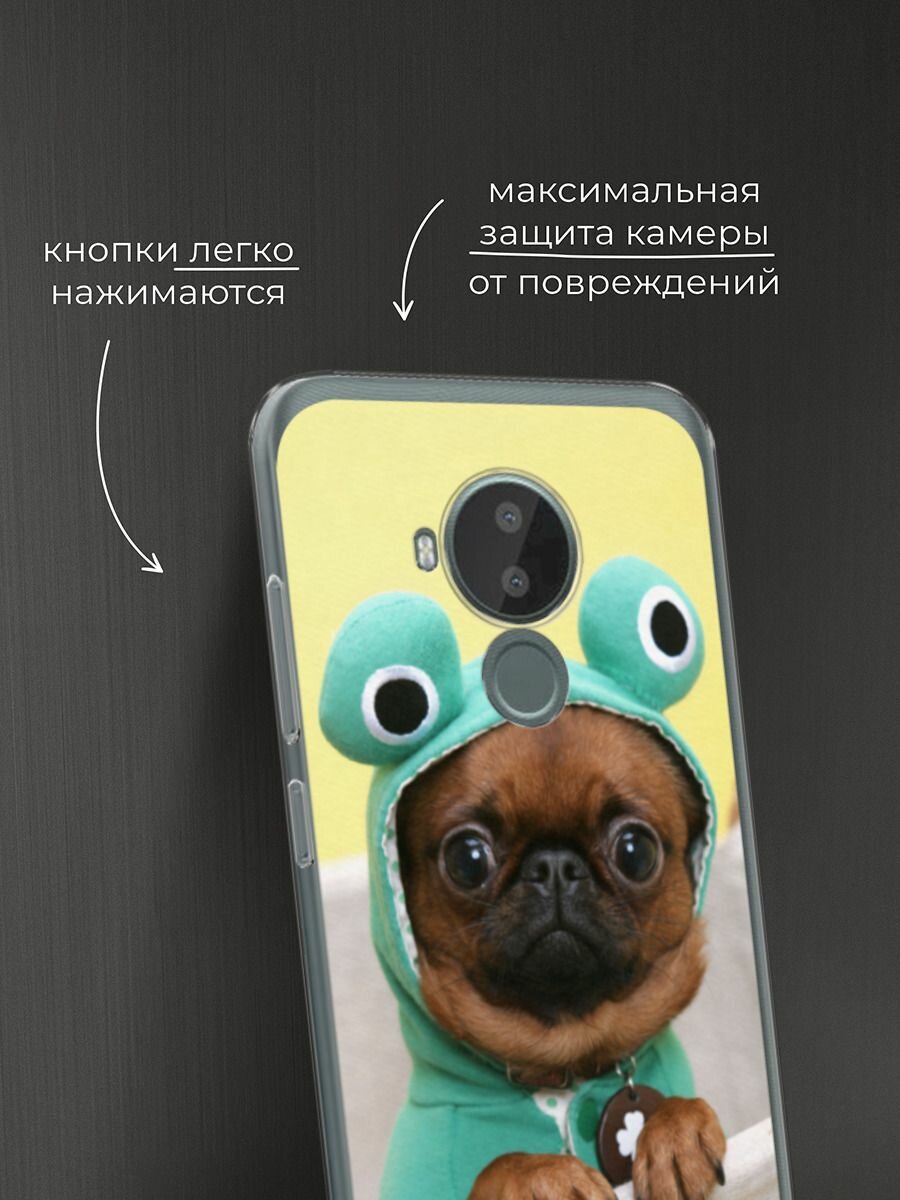 Чехол на Nokia C30 / Нокия C30 с принтом "Собачка в шапке лягушки" — фото 1