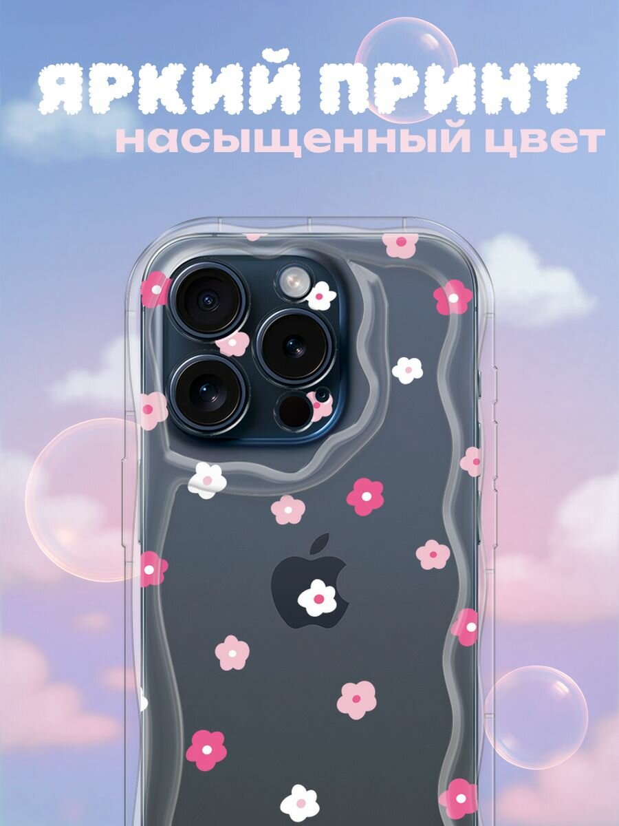Чехол на Apple iPhone 15 Pro / Айфон 15 Про с принтом "Весенние цветочки рисунок" — фото 1