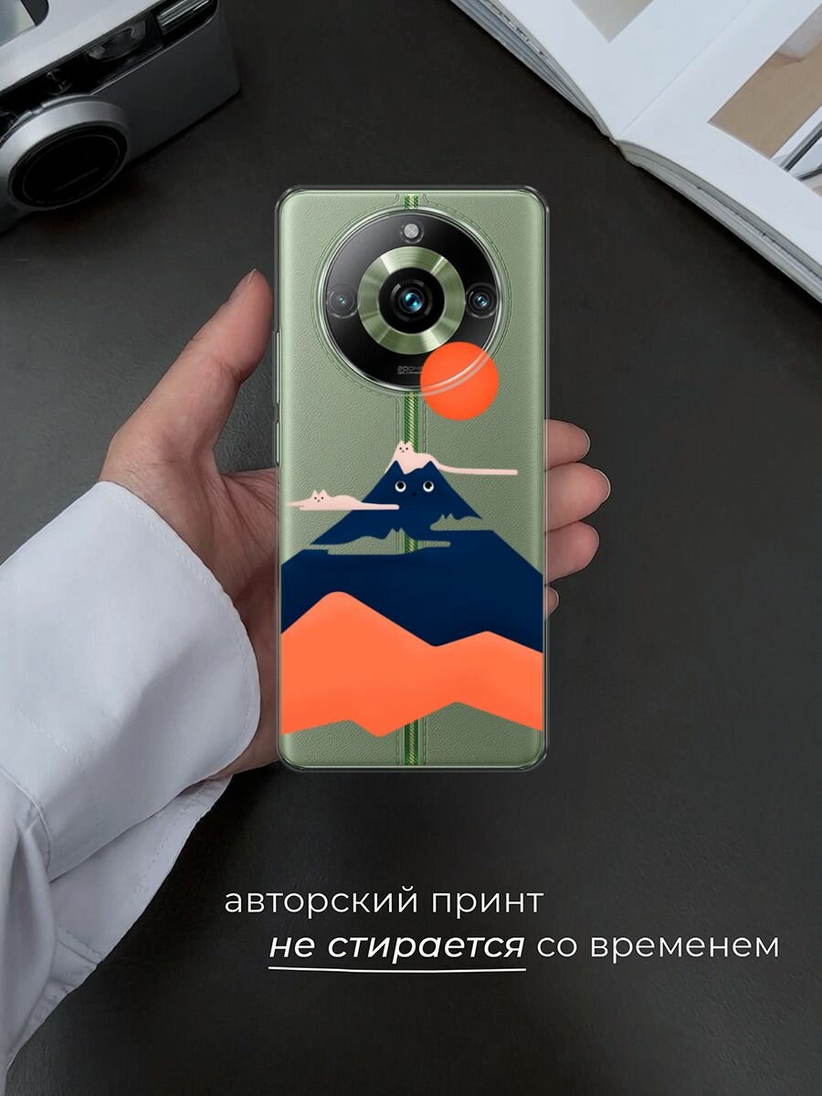 Чехол на Realme 11 Pro / Реалми 11 Про с принтом "Кот-гора", прозрачный — фото 1