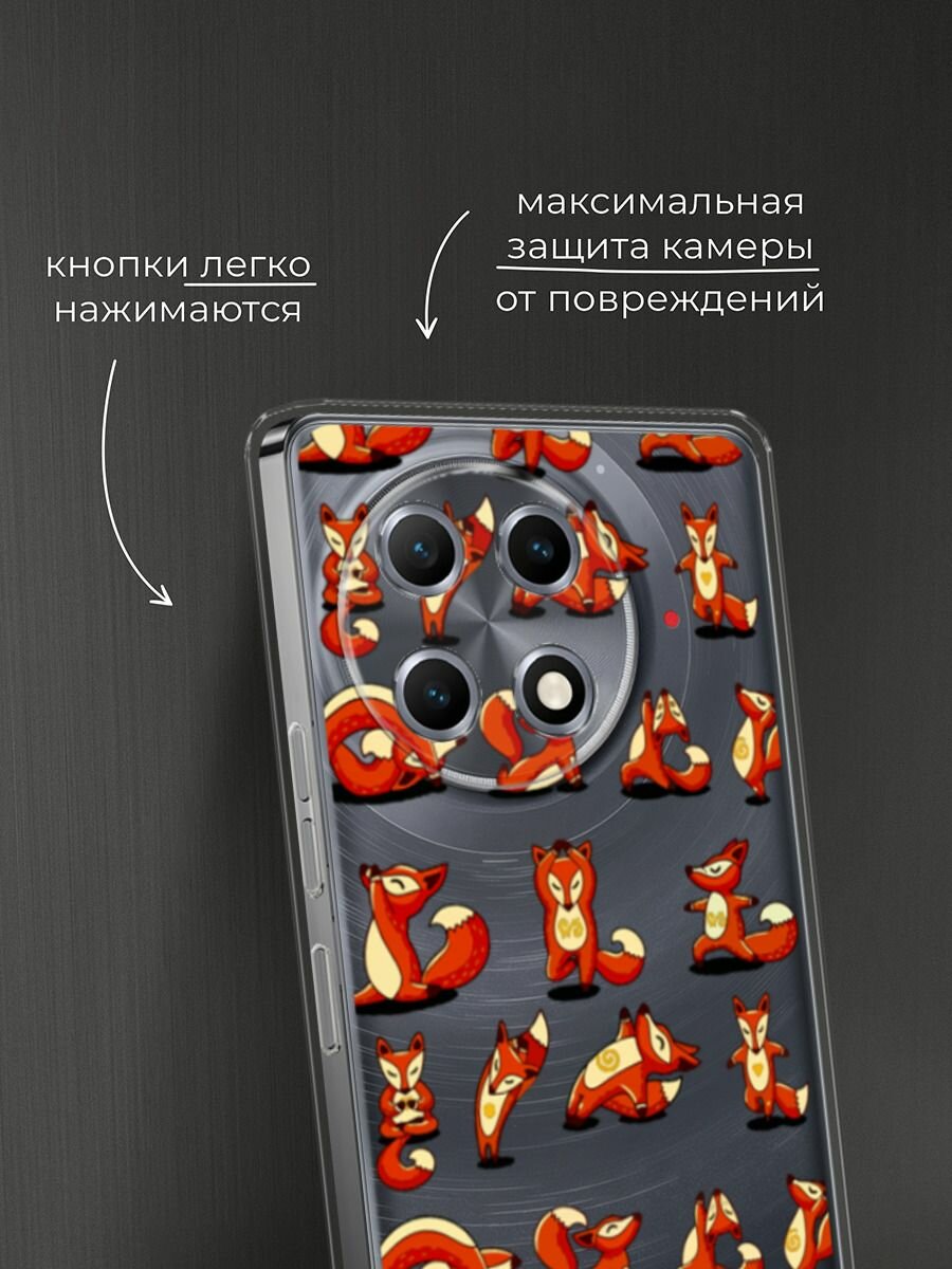 Чехол на Tecno Camon 30S / Текно Камон 30S с принтом "Йога для лисы", прозрачный — фото 1