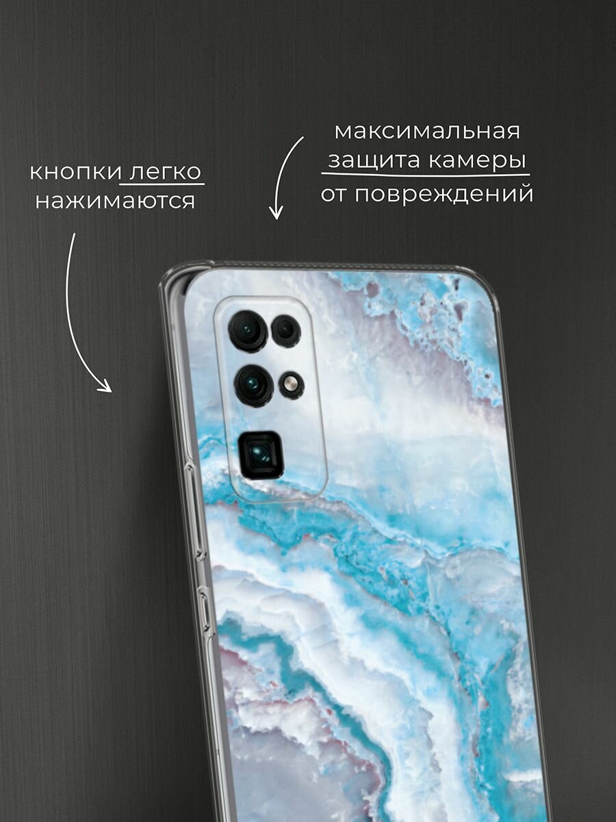 Чехол на Honor 30 / Хонор 30 с принтом "Нежно-голубой мрамор" — фото 1