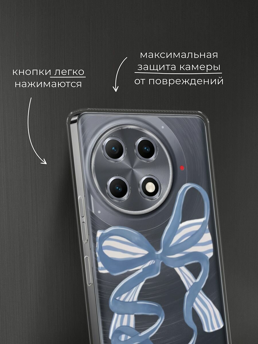 Чехол на Tecno Camon 30S / Текно Камон 30S с принтом "Полосатый голубой бант 2" — фото 1