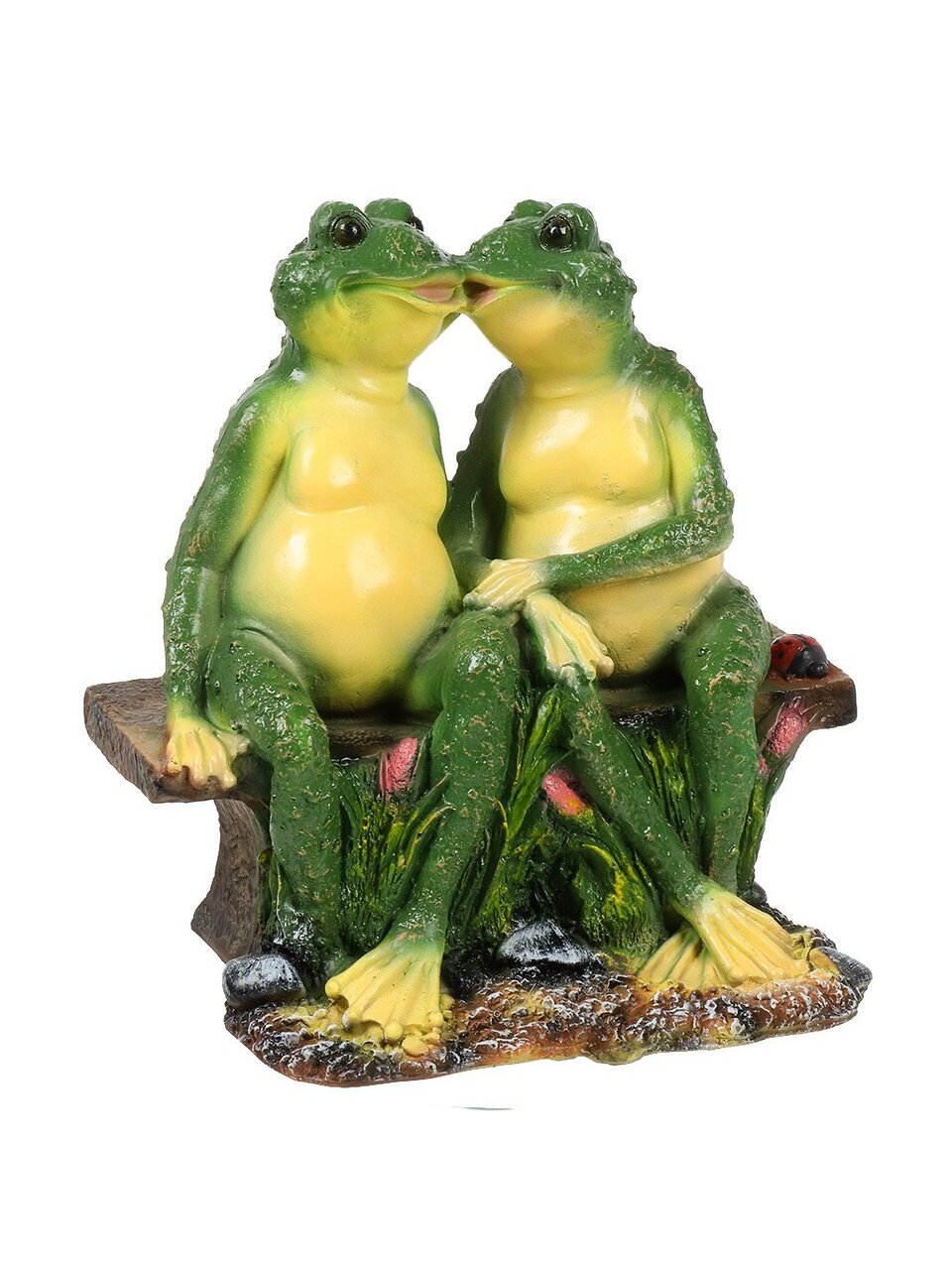 Садовая фигурка Лягушки на лавочке, 32 см, полистоун, Россия