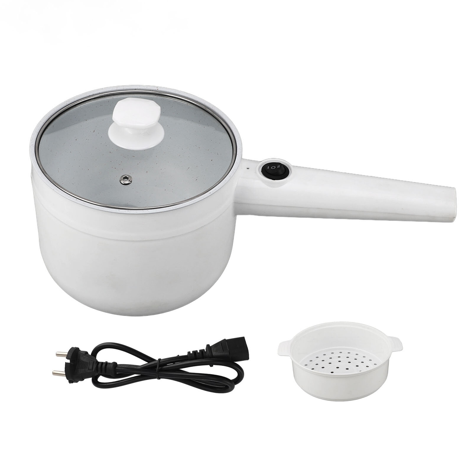 Электрический кулинарный горшок 1.8L Mini Multifunctional Antip Plet 2 Списовая регулируемая 600 Вт с паровой корзиной электрической плиты рамэн для стейков -яичного супа ЕС плагин 220V
