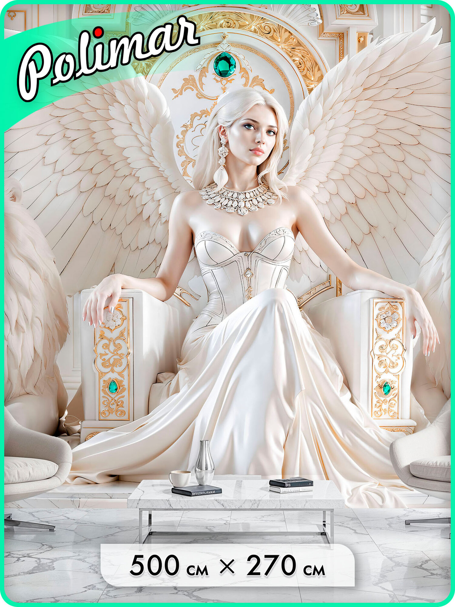 Фотообои 500х270см 3д объемные барельеф Девушка со львами флизелиновые обои