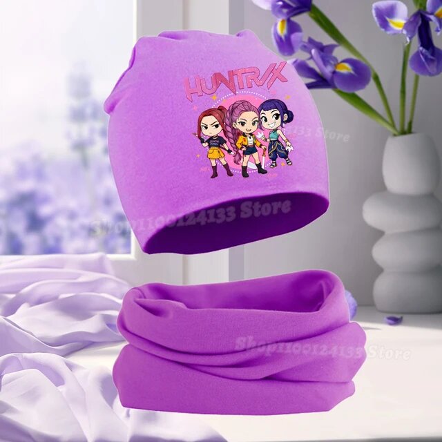 Детские шапки и шарфы Devil Hunter, милые детские осенне-зимние теплые и удобные вязаные шапки и воротники в стиле Харадзюку, комплект из 2 предметов, Размер: Размер 19x20 40x20см