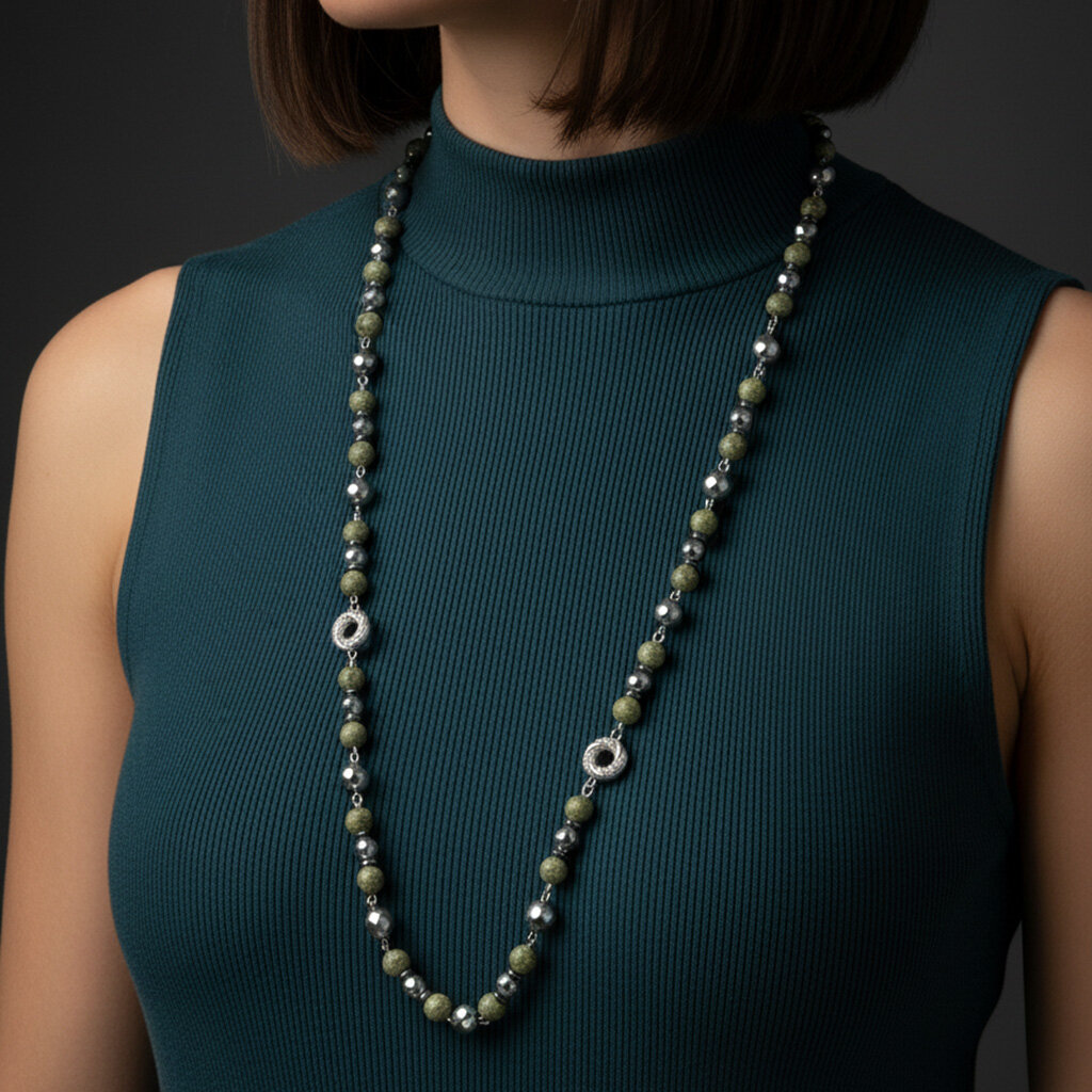 Бусы, гематит, змеевик