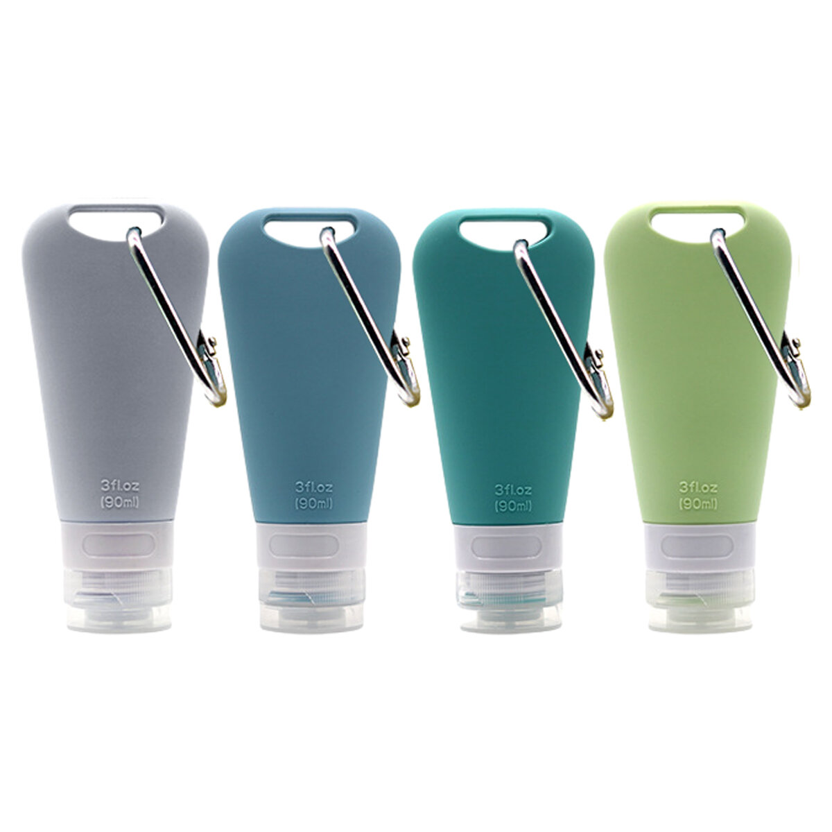 Набор дорожных силиконовых флаконов объёмом 90 мл, герметичные, сжимаемые, портативные тубы, дорожные контейнеры для туалетных принадлежностей, наборы дорожных туб, косметические контейнеры для шампуня, лосьона, мыла - 4 шт.
