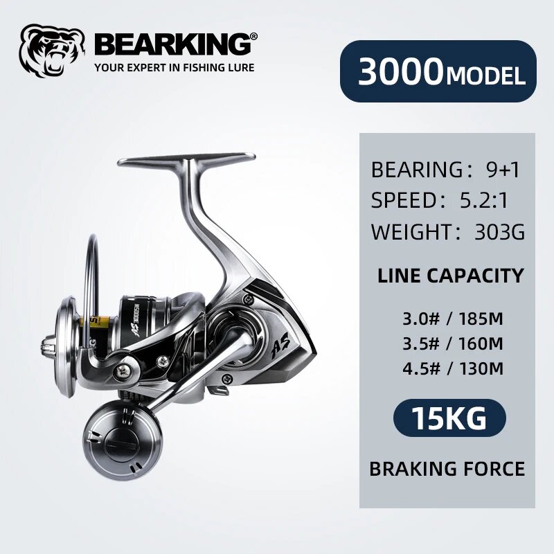 Катушка спиннинга BEARKING водонепроницаемая 1000-6000 9+1BB 3000