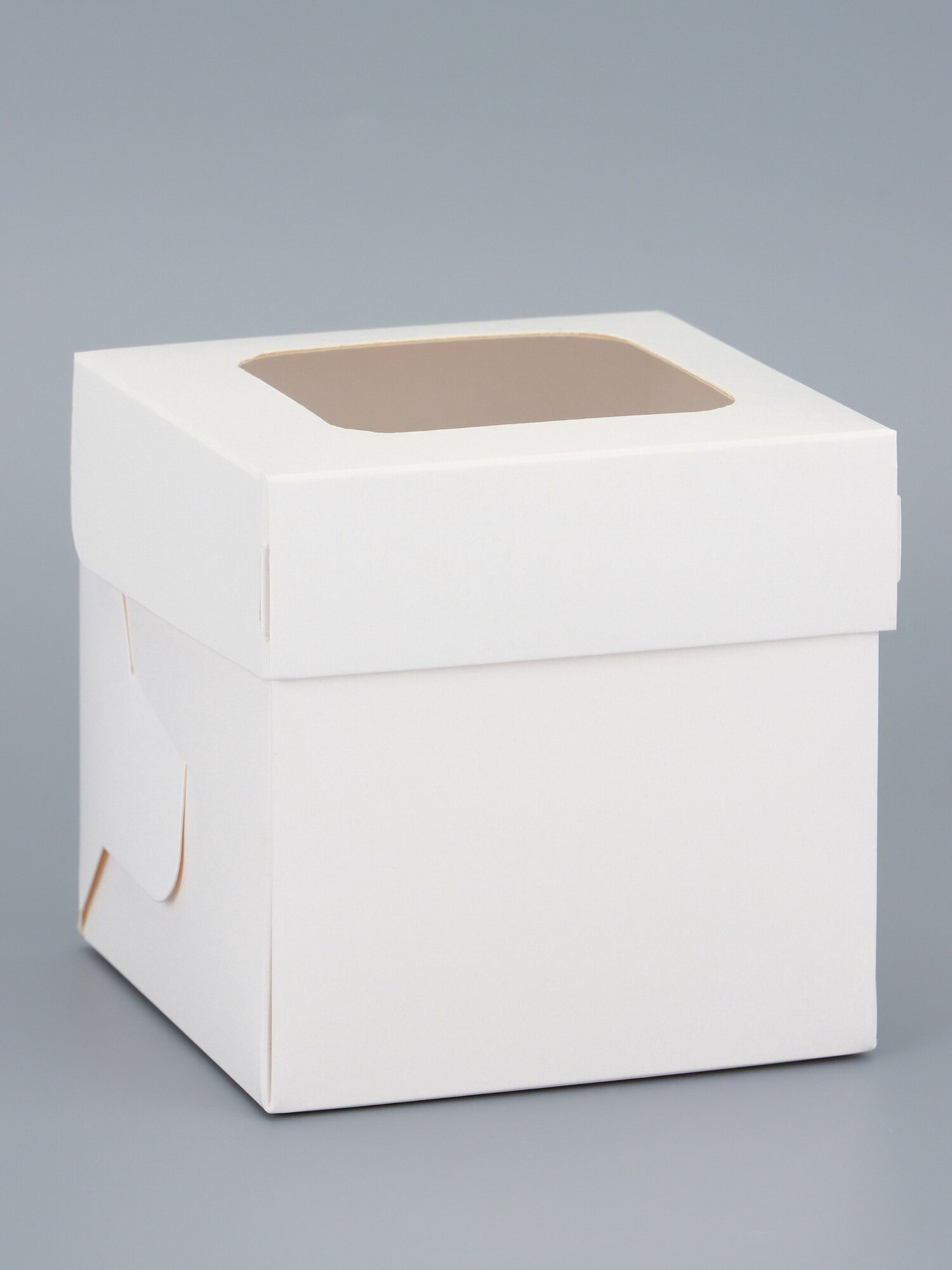 Коробка кондитерская под 1 капкейк, белая, с ПВХ окном, 11x11x11.1 см, 50 шт.