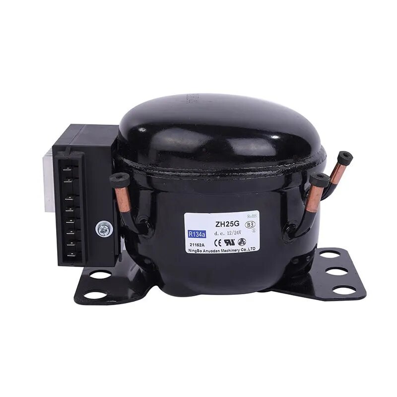 Компрессор ZH25G/35G для холодильника 12v/24v 3900г. Черный/Белый Латунь — фото 1