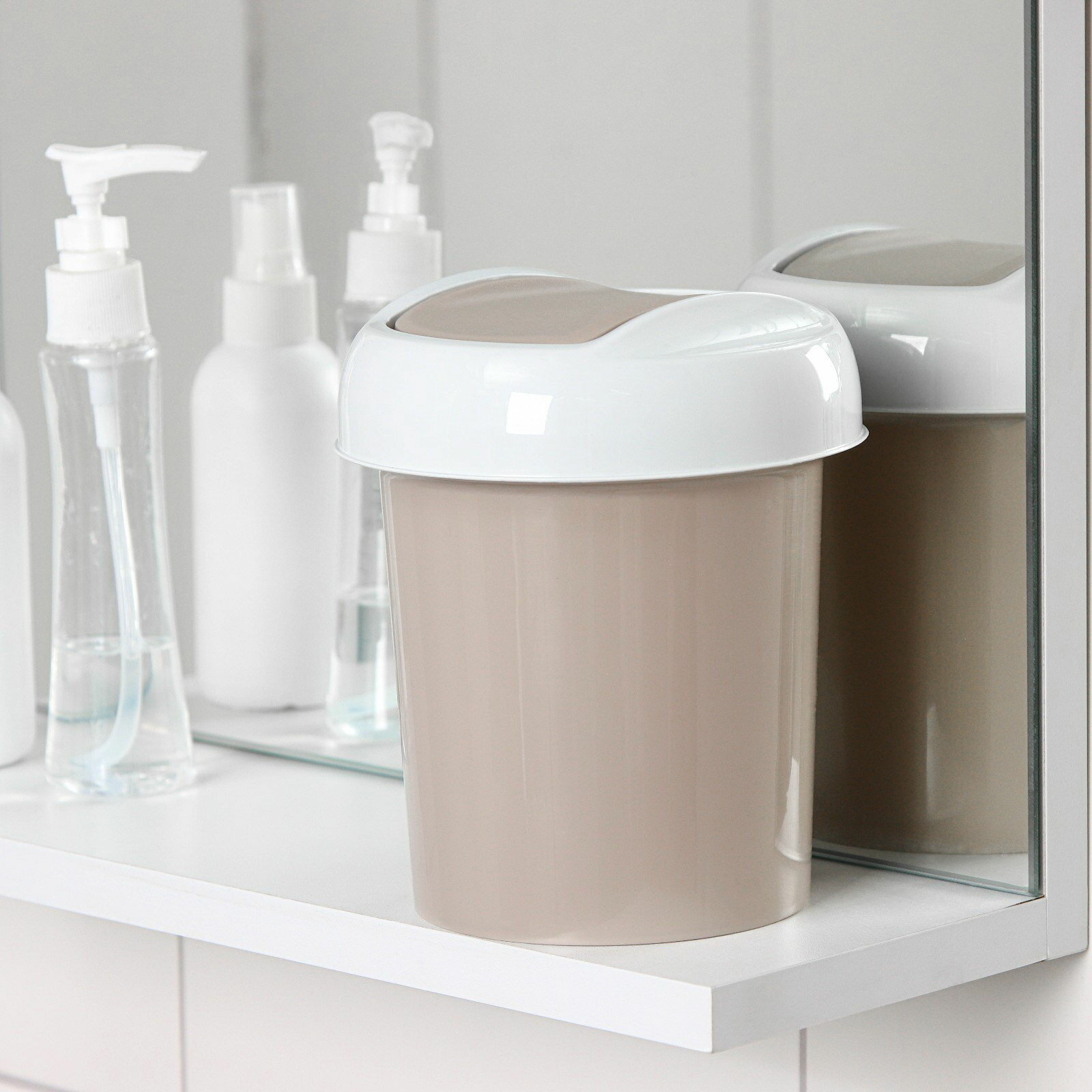 Контейнер для мусора настольный Palm, 1 л, d=13 см, h=15.5 см, бежевый