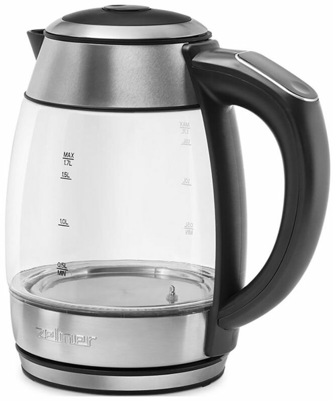 Электрический чайник Zelmer "GLASS/INOX" ZCK8030, мощность 2200Вт, блокировка включения без воды