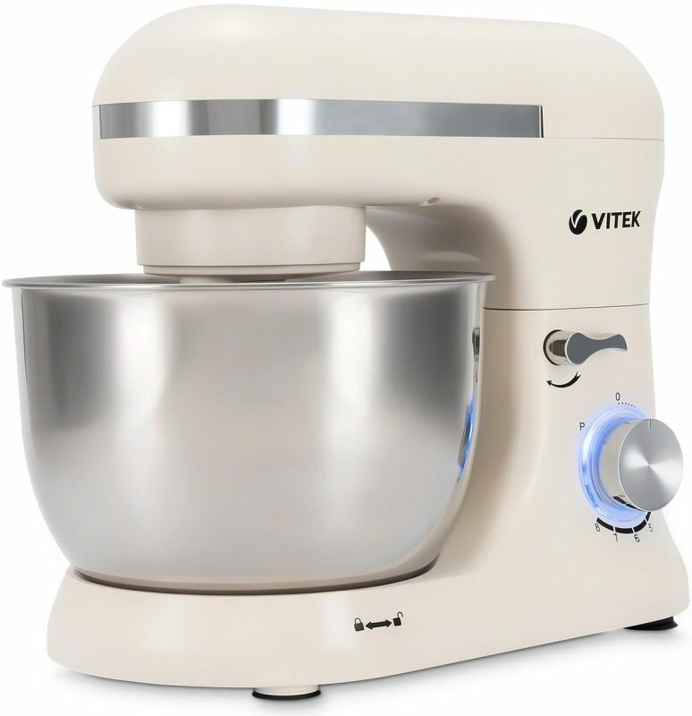 Миксер Vitek "VT-PM0110", планетарный, мощность 1500Вт, 8 скоростей, чаша 4.5 л, бежевый