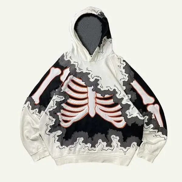 Мужская толстовка MIHIAR с принтом скелета, XL, A1 Hoodies