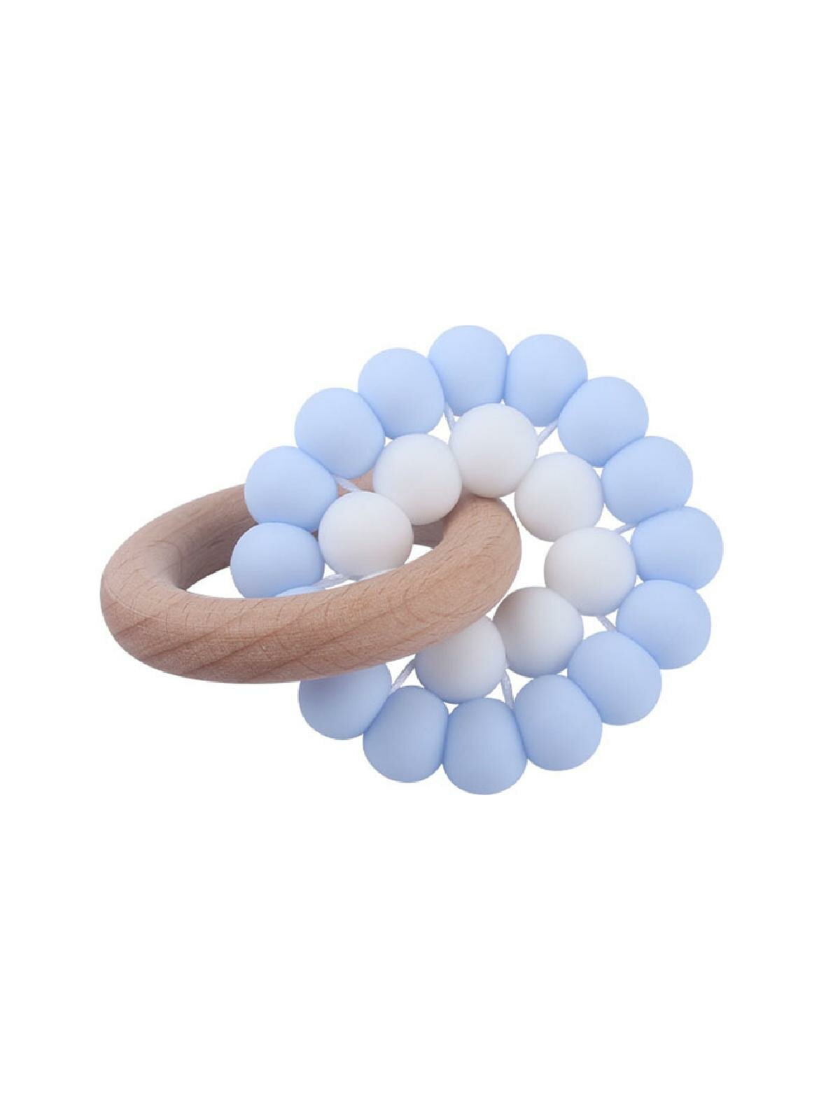 Baby Wooden Ring Teether Bracelet Food Grade Silicone Beads Rattle Molar Soother