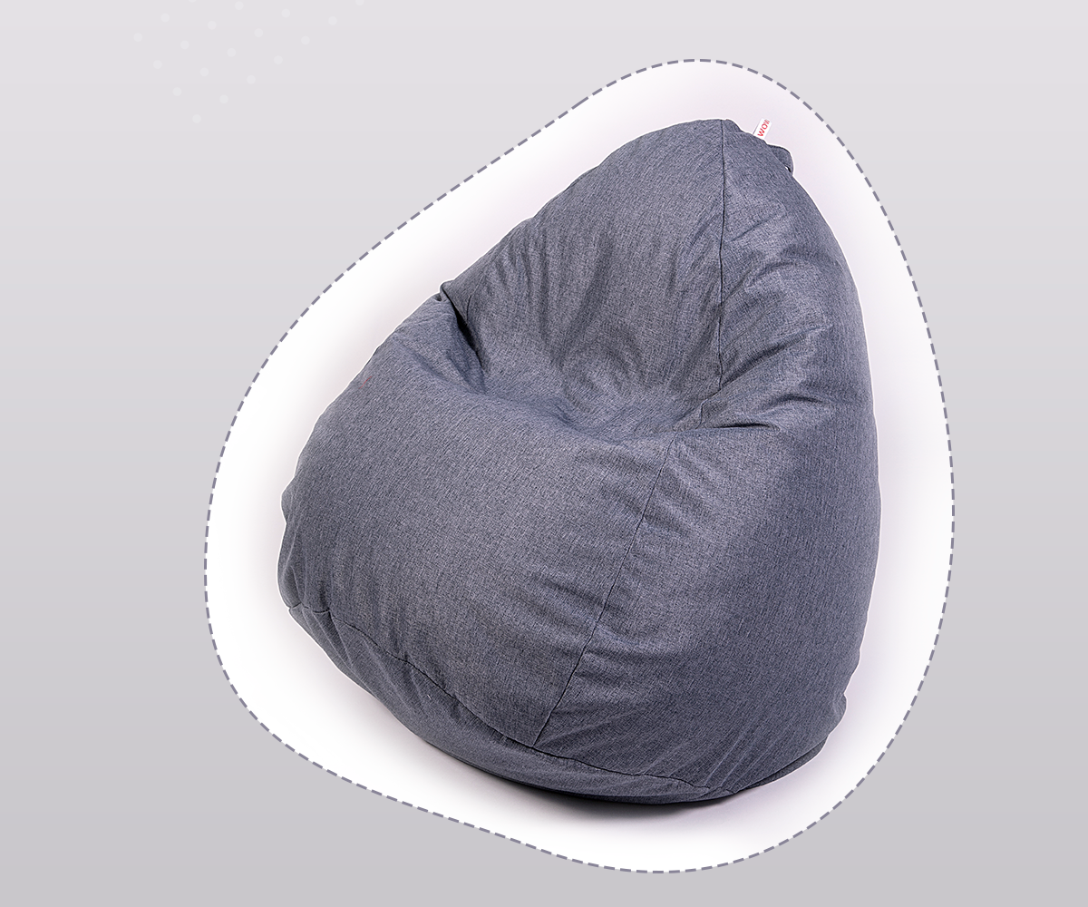 Кресло-мешок WOWPUFF юниор 100*75 см XL рогожка Темно-серая графит съемный чехол бескаркасный