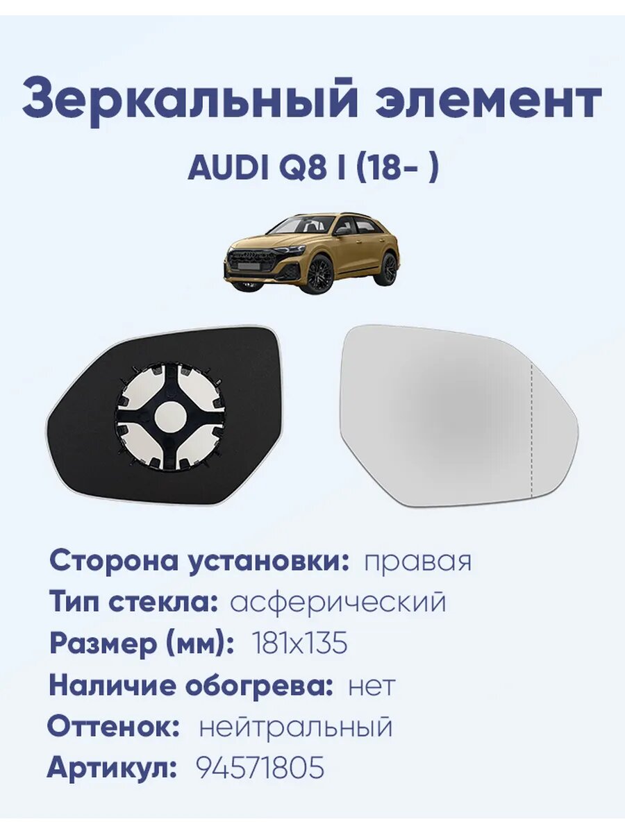 Зеркальный элемент правый AUDI Q8 I (18- )A94571805