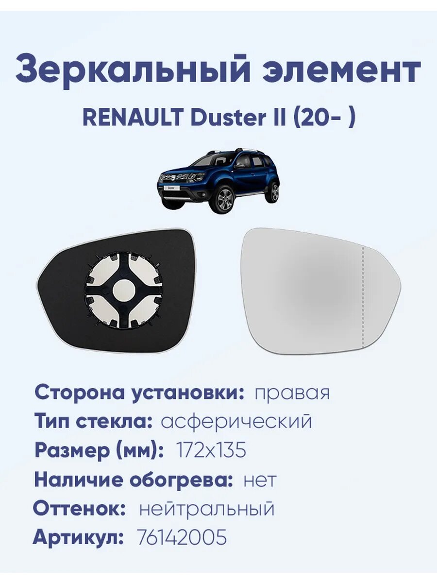 Зеркальный элемент правый RENAULT Duster II (20- )A76142005