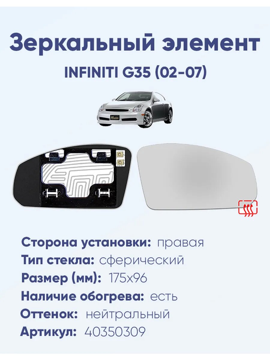 Зеркальный элемент правый INFINITI G35 (02-07)A40350309