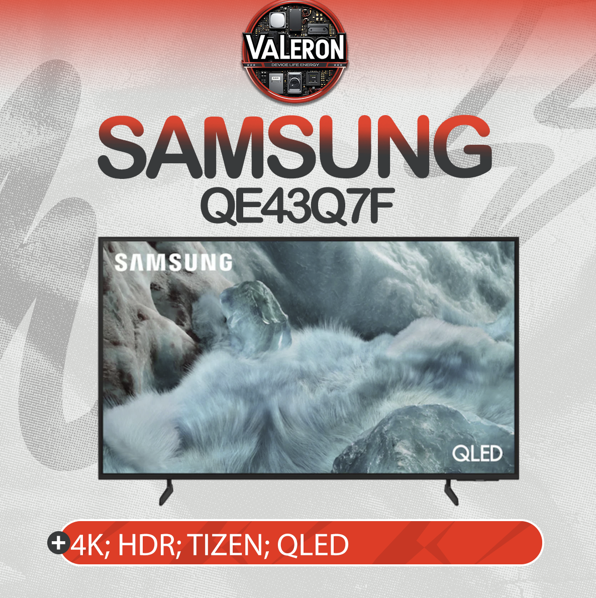 Телевизор Samsung QE43Q7F, диагональ 43 дюйма, разрешение 3840 x 2160, Smart TV