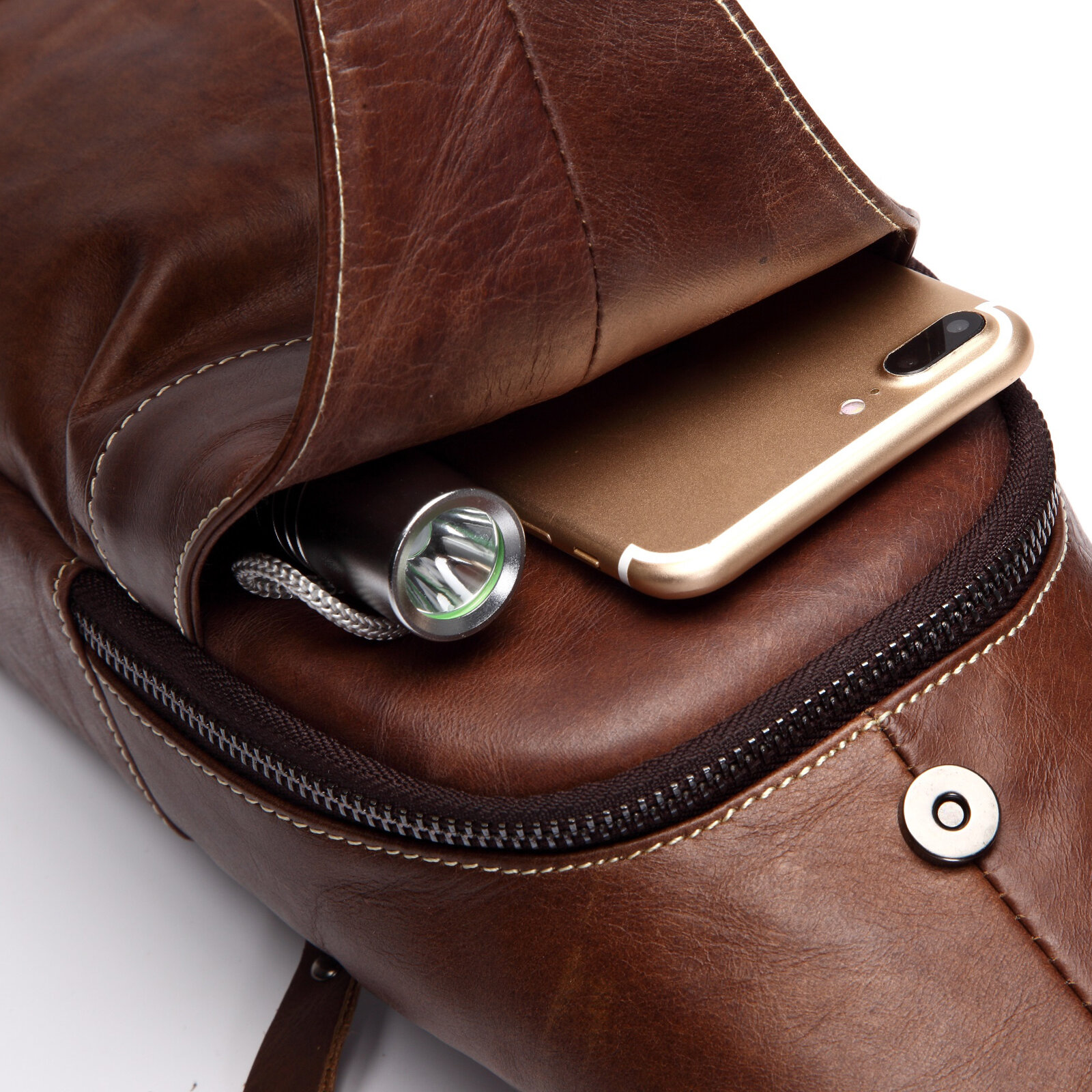 Мужская кожаная сумка-слинг Повседневная сумка через плечо для походов и путешествий Рюкзак