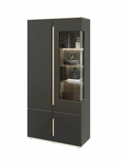 Шкаф с подсветкой Ким (Графит софт NEW, сонома) 2060х1000х424 мм.