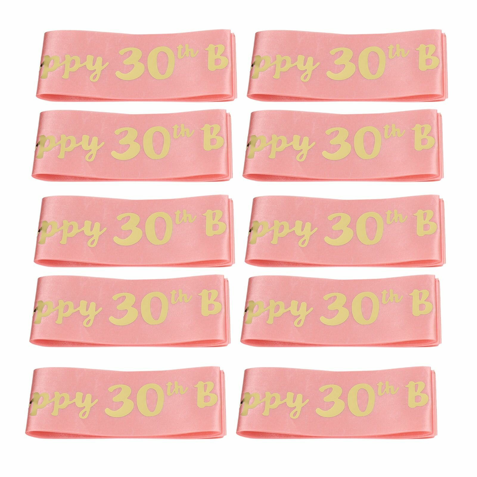 10 шт. Розовая лента на 30-й день рождения с большими буквами из полиэстера для женщин, подходящая для вечеринки