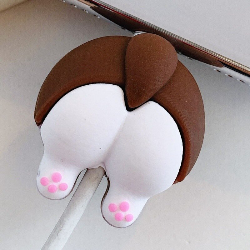 Чехол для кабеля "Корги", коричневый, защита от укусов, 3.5x2 см
