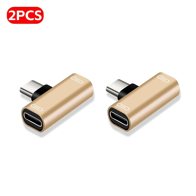 2/1 шт. USB-разветвитель типа C «папа» на двойной адаптер типа C «мама» 2IN1, зарядное устройство для наушников, конвертер для телефона, порт TypeC Gold-2PCS