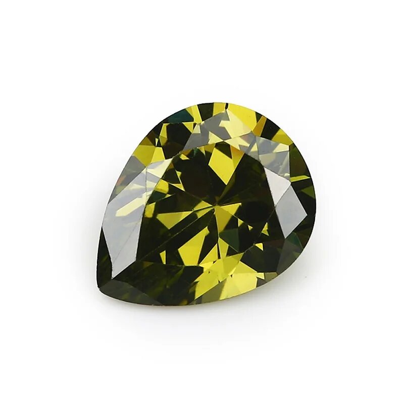 Искусственные камни циркония Pear Cut 2x3~13x18 мм 4x6mm(100pcs), Olive Green