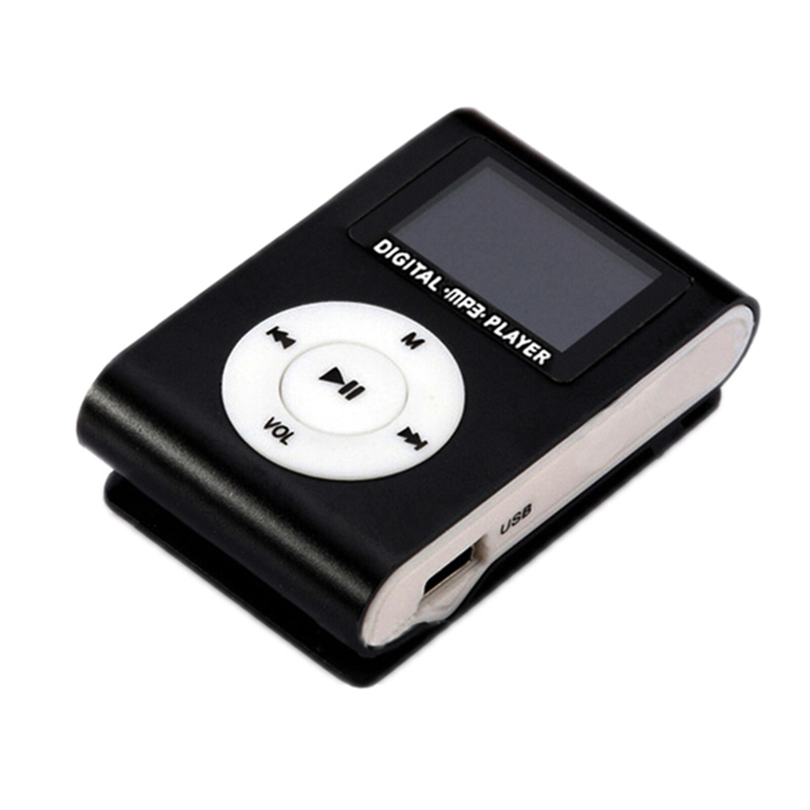 Мини-портативный MP3-плеер с металлическим зажимом MP3-плеер с ЖК-экраном Поддержка TF-карты Широкое применение Черный