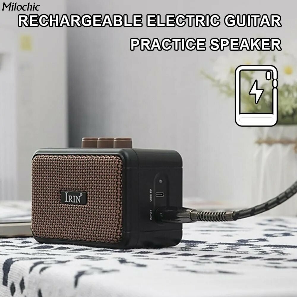 Мини-гитарный усилитель 5 Вт, перезаряжаемый электрогитарный усилитель, портативный для повседневной практики