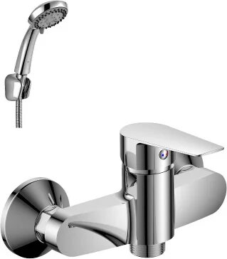 Смеситель для душа Rossinka S S35-41 с душевым гарнитуром, хром, глянцевый, настенный, латунный, однорычажный, смеситель для ванны с душем