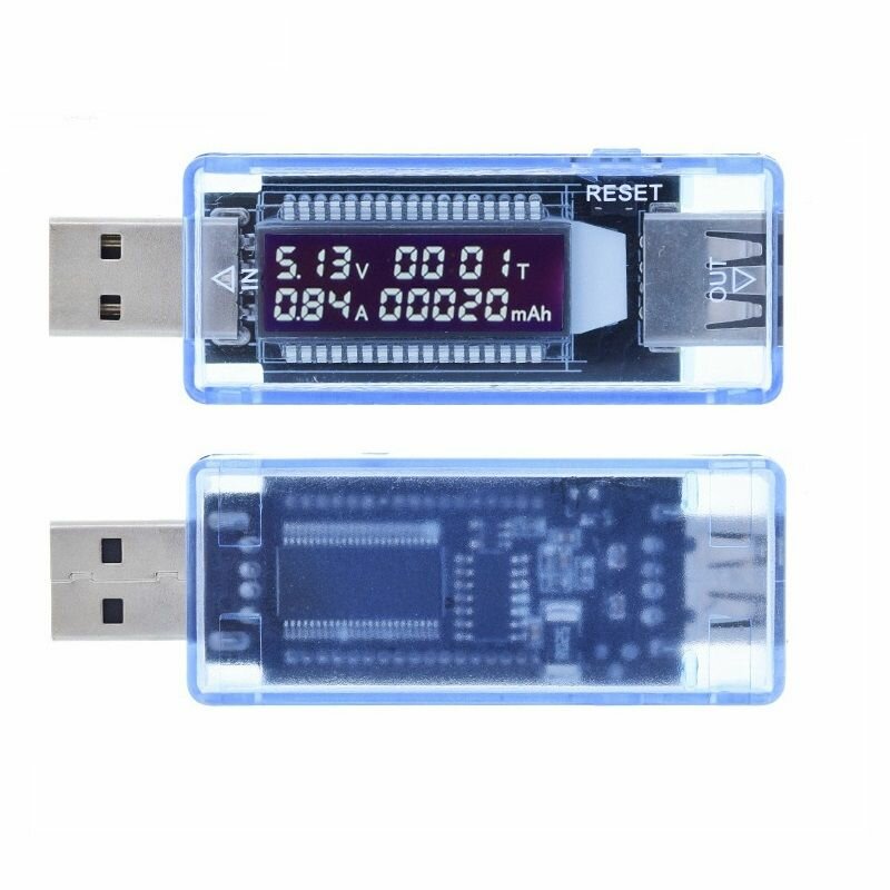 Цифровой тестер USB-порта, вольтметр, амперметр, миллиампер час, время (V, A, mAh, T-время)