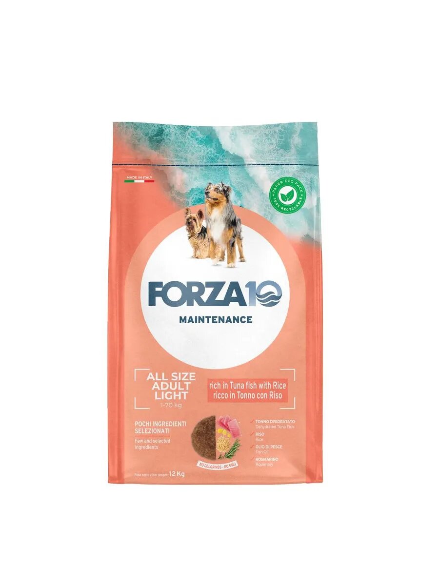 Корм для собак Forza10, для склонных к полноте, 12кг, гипоаллергенный