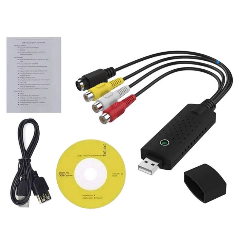 USB Video Capture Card Convert VHS to Digital for PC Support Win 10/8/7