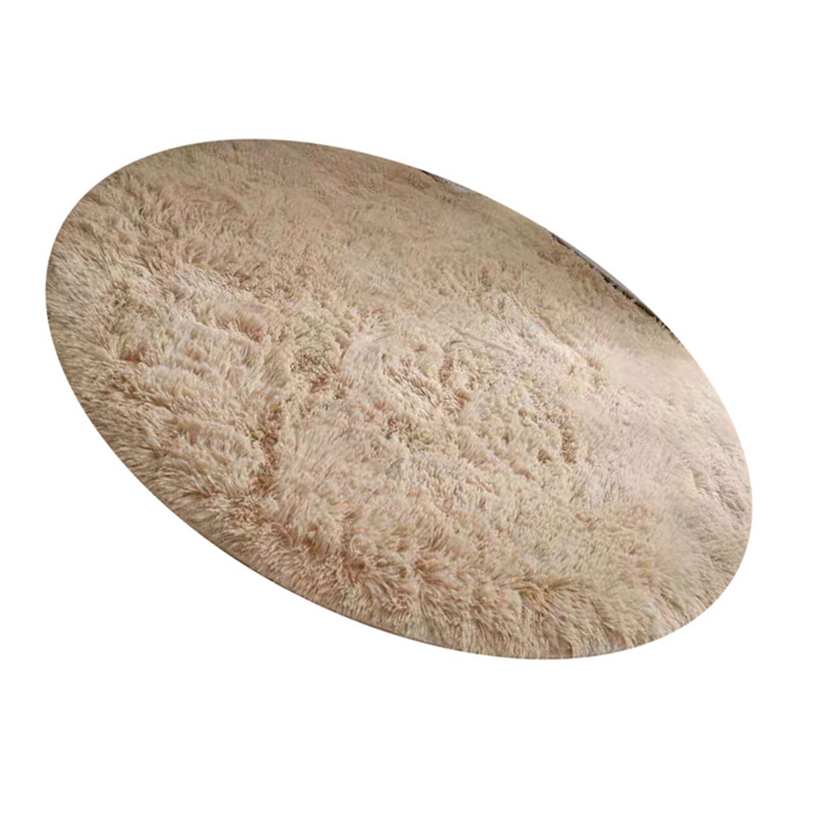 Напольный ковер из полиэфирного волокна, круглый длинный плюшевый в скандинавском стиле, мягкий лохматый ковер для дома, спальни, бежевый