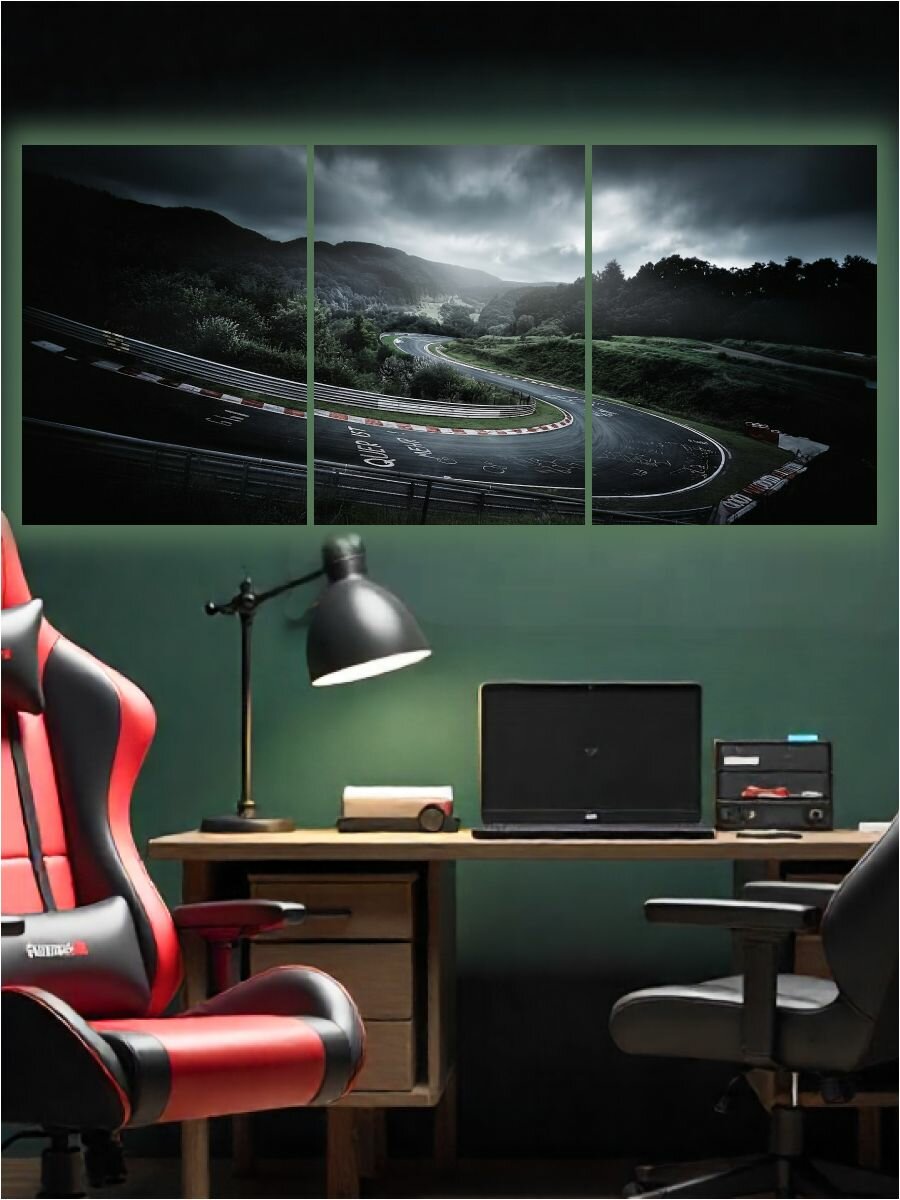 Картина на стену трасса Нюрбургринг 150х70 (50х70х3 шт)