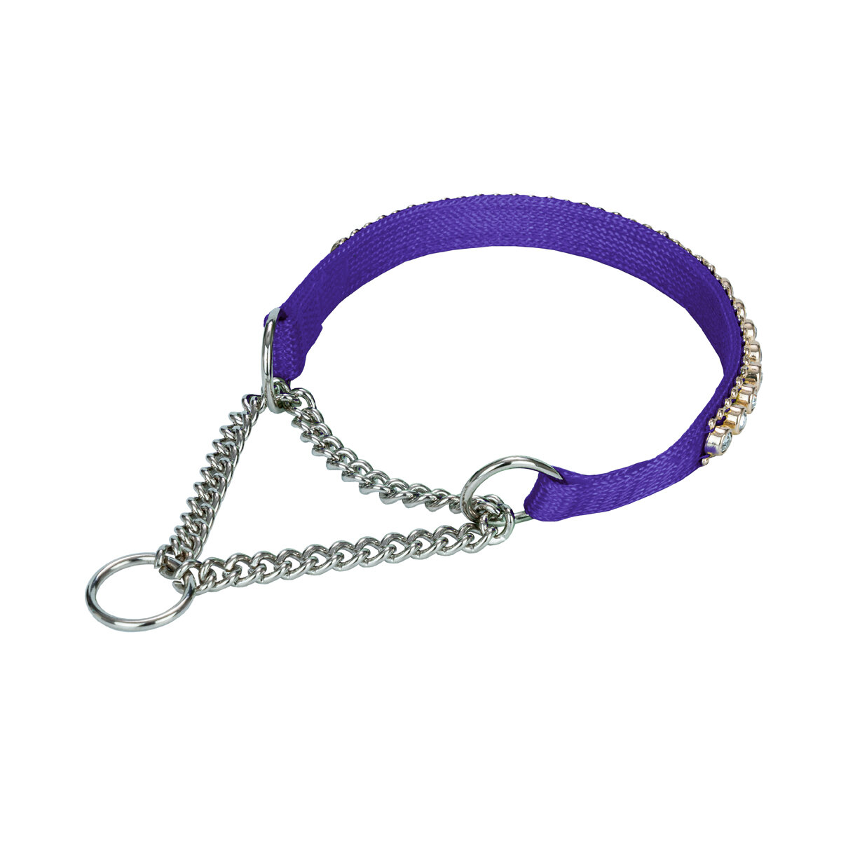 Ошейник-полуудавка для собак ZooOne со стразами 10мм (18*25см) с цугом (хром) фиолетовый 75-2111
